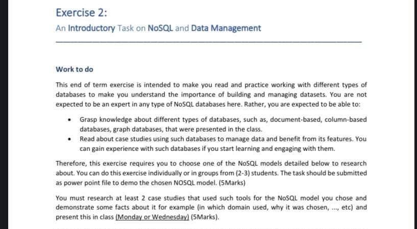 Exercise 2: An Introductory Task on NoSQL and Data | Chegg.com