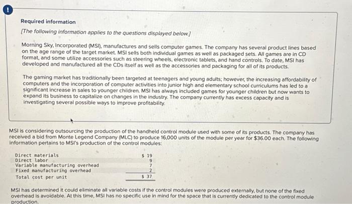 Solved Required information [The following information | Chegg.com