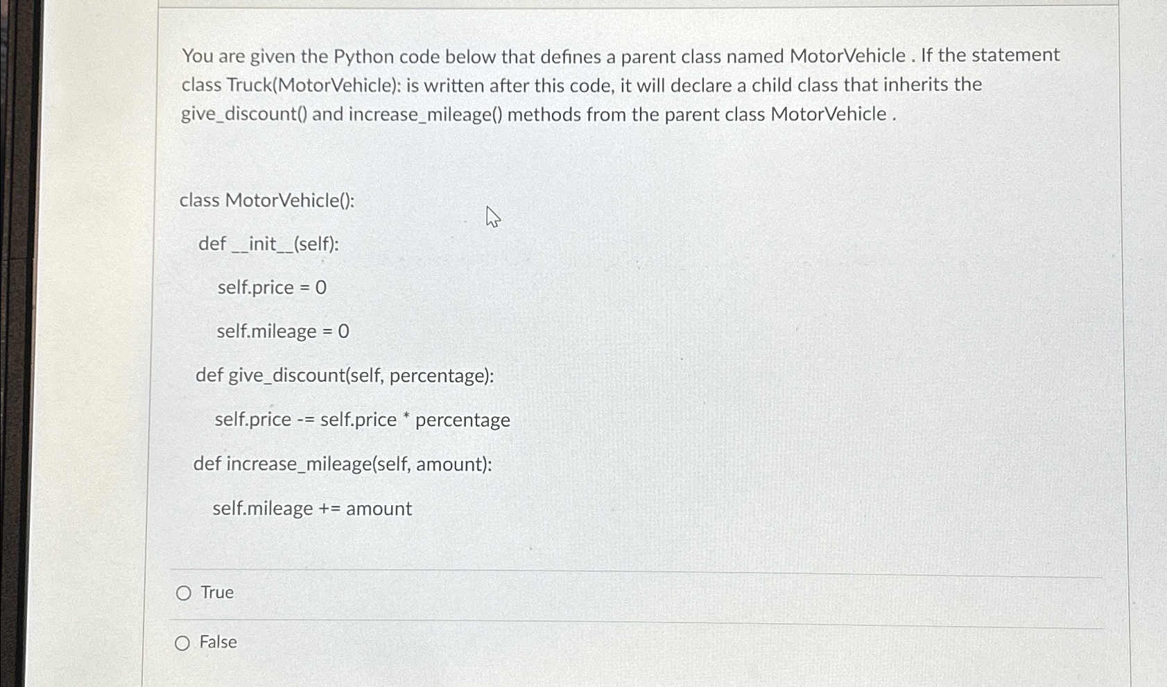 Solved You are given the Python code below that defines a | Chegg.com