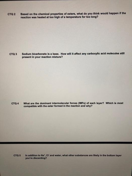 Solved Experiment #6 Ester Synthesis PRE-LAB ASSIGNMENT This | Chegg.com