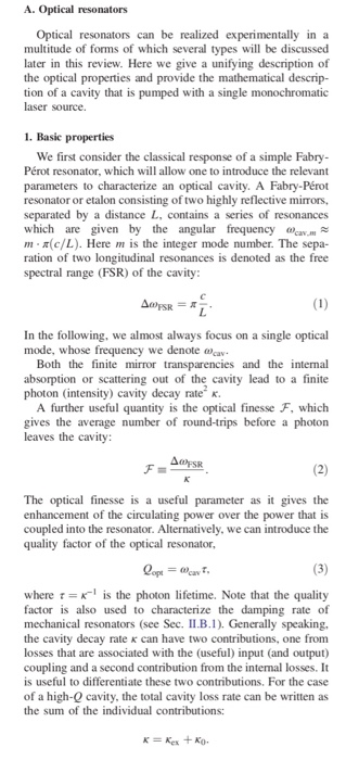 Solved Aspelmeyer Kippenberg. nad M a d Cavity optomechanics | Chegg.com