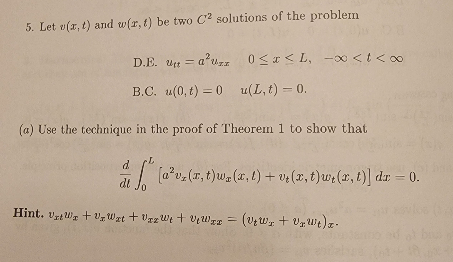 Solved Theorem 1 (Uniqueness). ﻿Let u1(x,t) ﻿and u2(x,t) ﻿be | Chegg.com