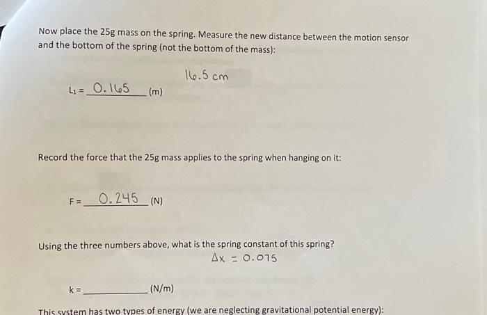 Solved Part 2: Mass on a Spring Set the motion sensor | Chegg.com