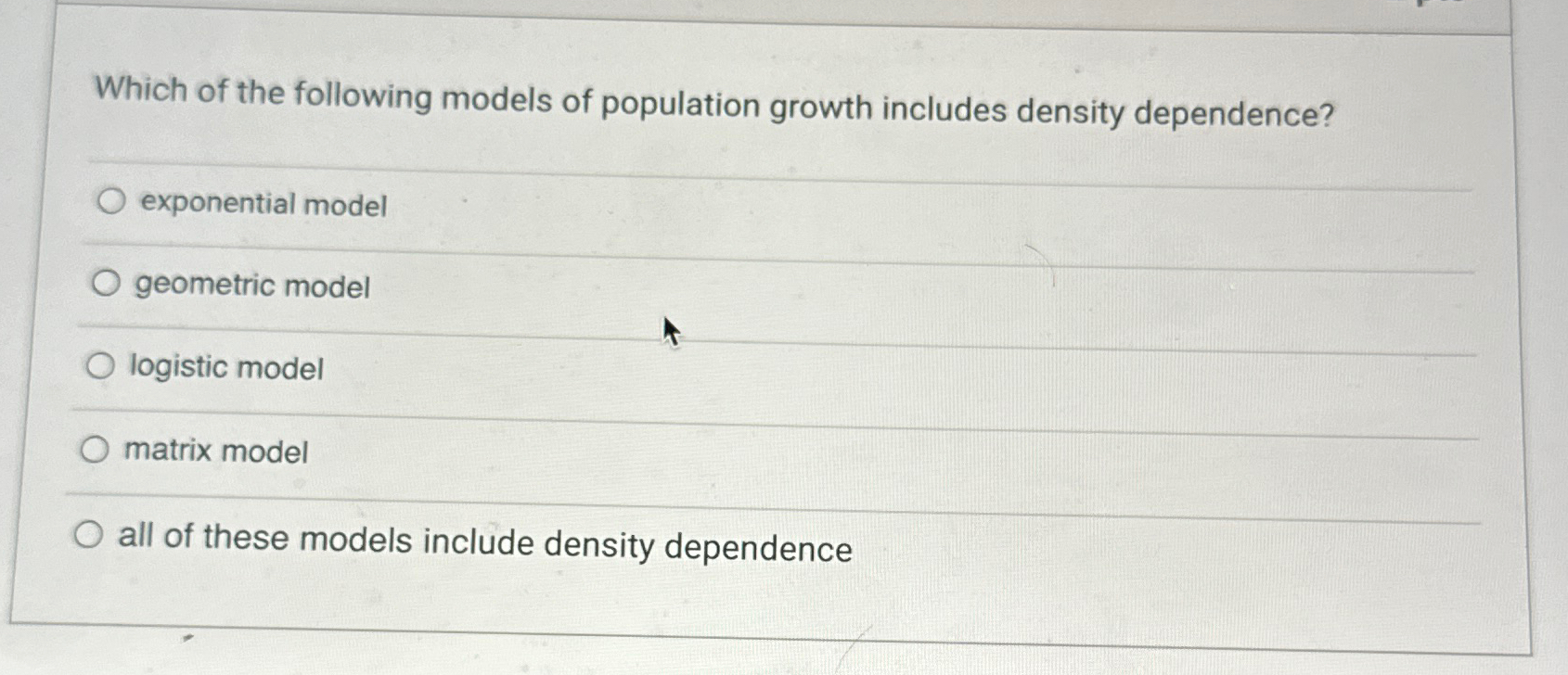 Solved Which of the following models of population growth | Chegg.com