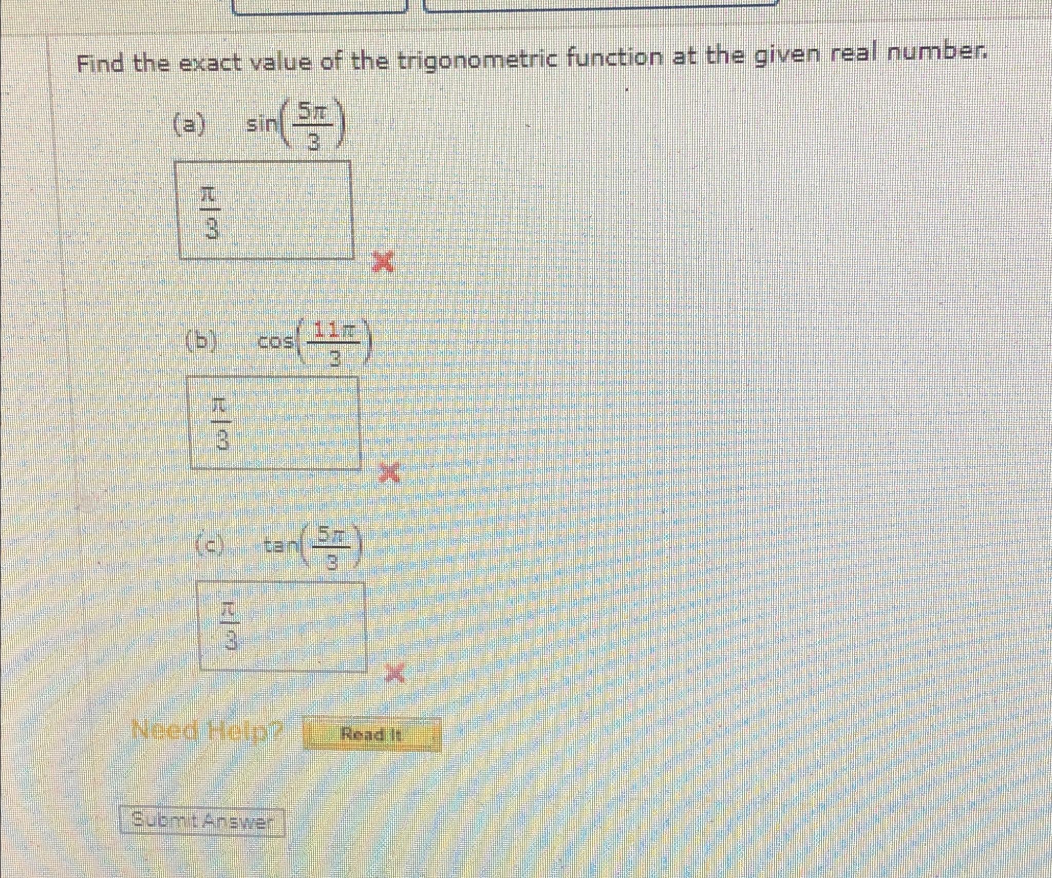Solved Find the exact value of the trigonometric function at | Chegg.com