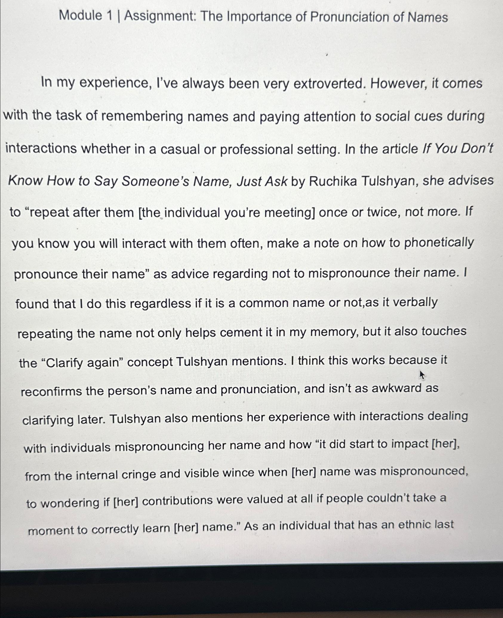 Solved Module 1 | ﻿Assignment: The Importance of | Chegg.com