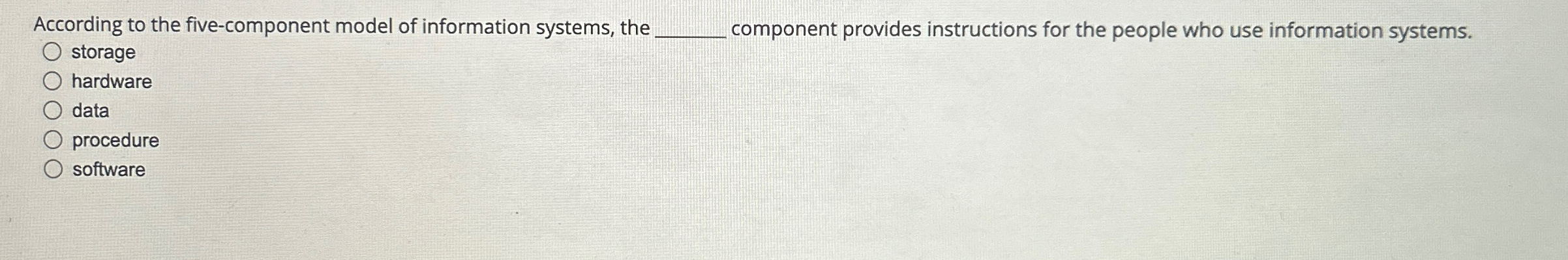 Solved According to the five-component model of information | Chegg.com