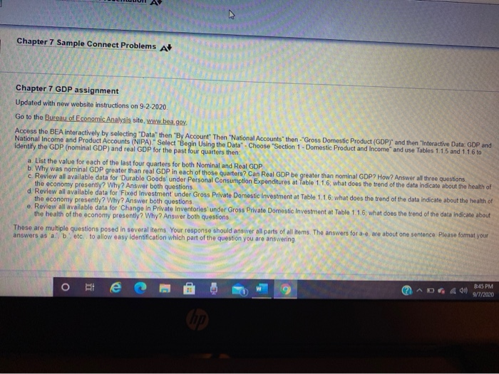 Chapter 7 Sample Connect Problems A Chapter 7 GDP | Chegg.com