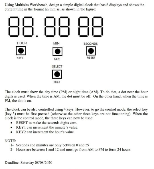 Using Multisim Workbench, design a simple digital | Chegg.com