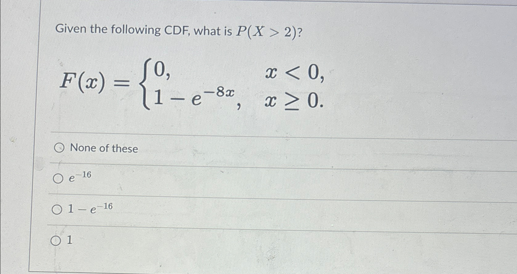 Solved Given the following CDF, ﻿what is | Chegg.com