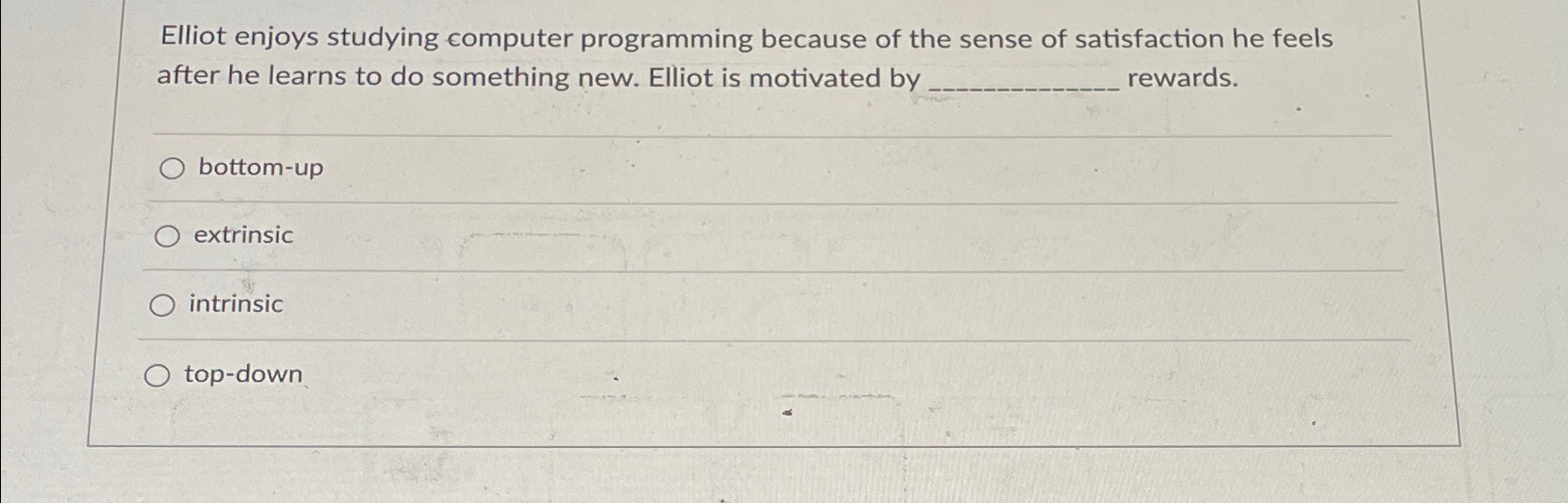 Solved Elliot enjoys studying computer programming because | Chegg.com