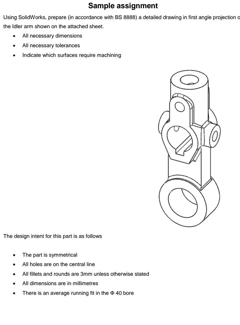 Solved Sample assignment Using SolidWorks, prepare (in | Chegg.com