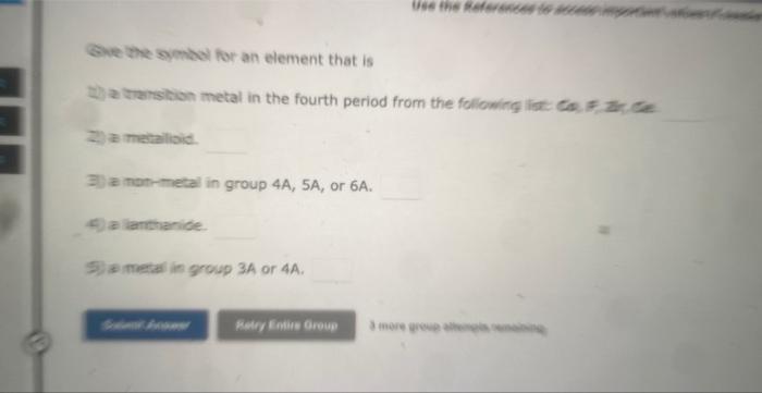 Swe the symbol for an element that is Z a tramsition | Chegg.com