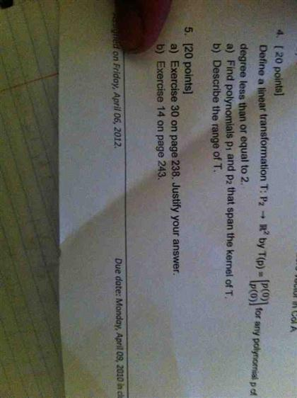 Define a linear transformation T: P2 rightarrow R2 by | Chegg.com