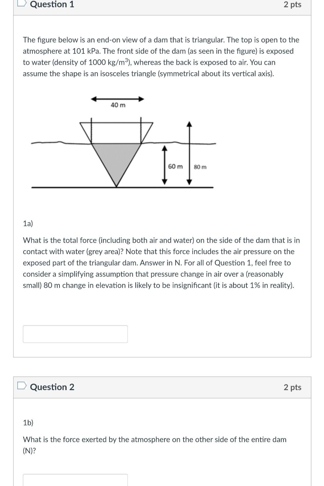 Solved The figure below is an end-on view of a dam that is | Chegg.com