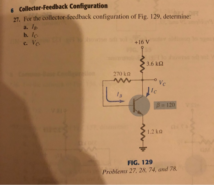 Solved 6 Collector-Feedback Configuration 77For the | Chegg.com