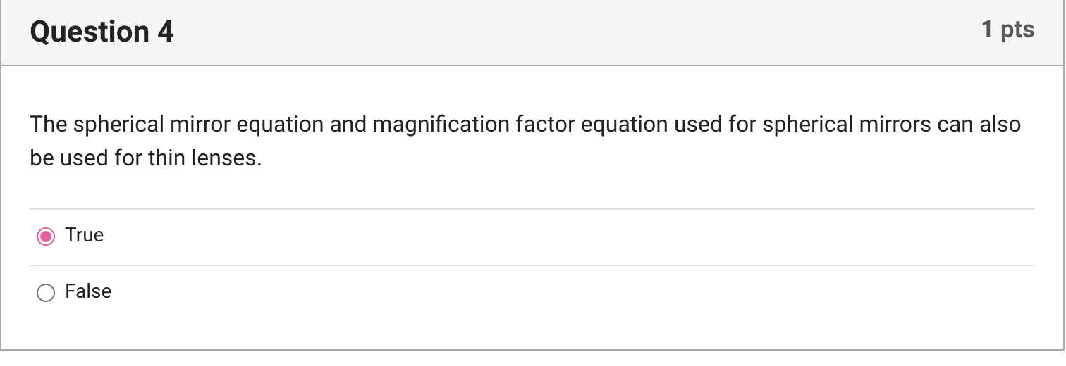 Solved Question 4The spherical mirror equation and | Chegg.com