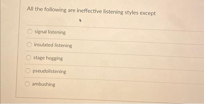 All the following are ineffective listening styles | Chegg.com
