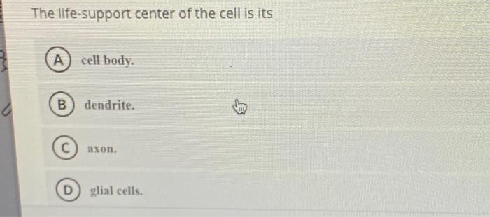 Solved The life-support center of the cell is its cell body. | Chegg.com