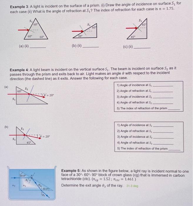 Solved Example 3: A light is incident on the surface of a | Chegg.com