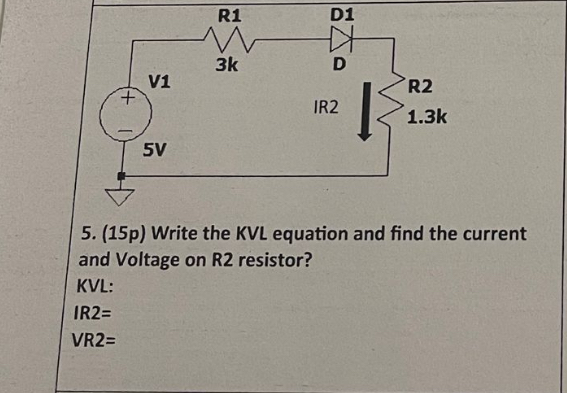 Solved Write the KVL equation and find the current and | Chegg.com