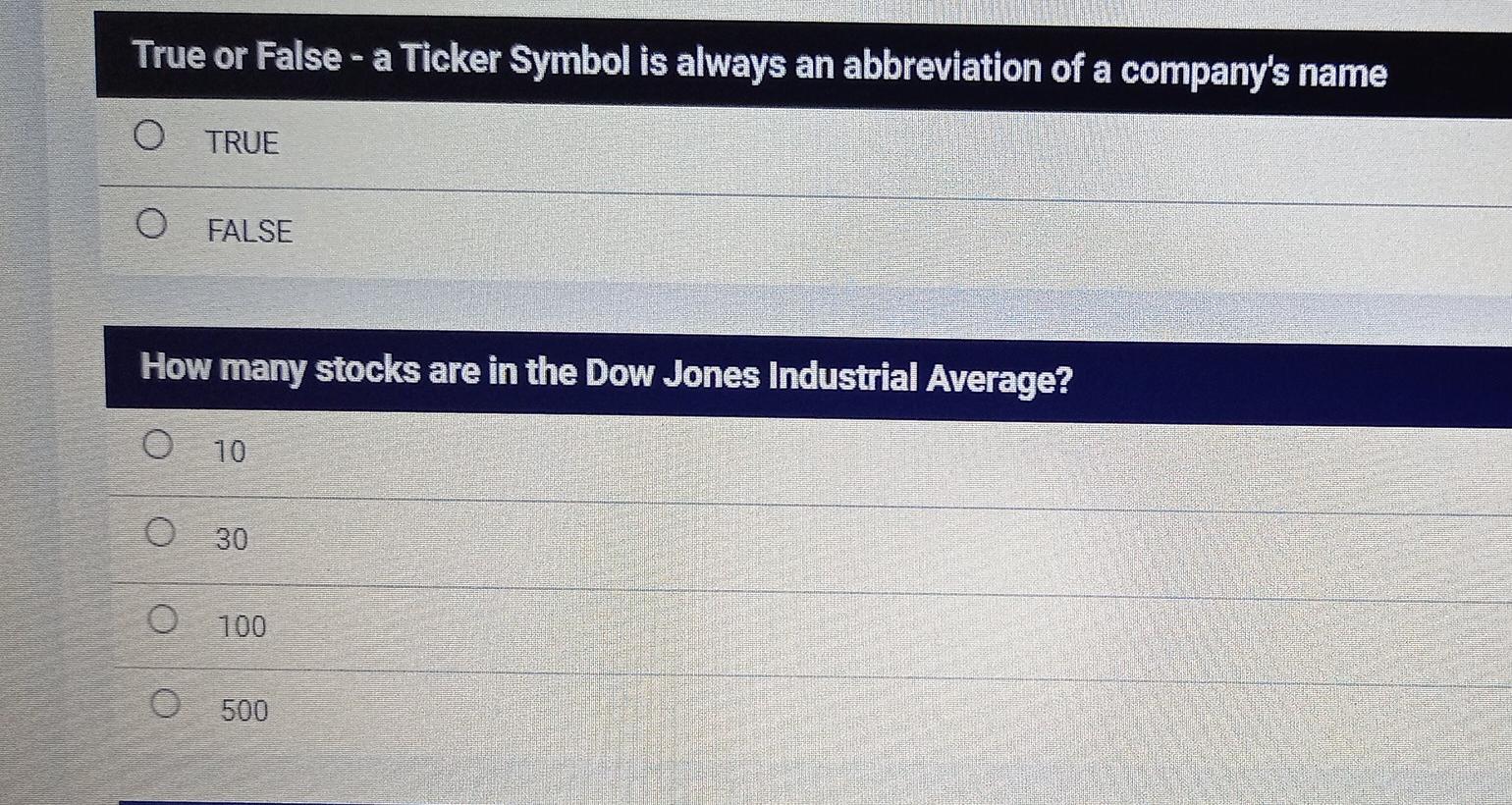 Solved True or False - a Ticker Symbol is always an | Chegg.com