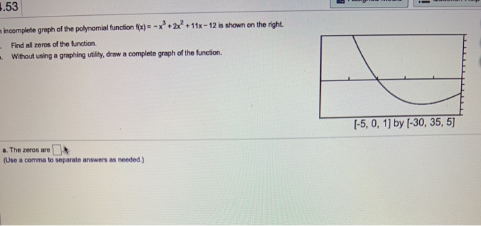 Solved 1.53 incomplete graph of the polynomial function f(x) | Chegg.com