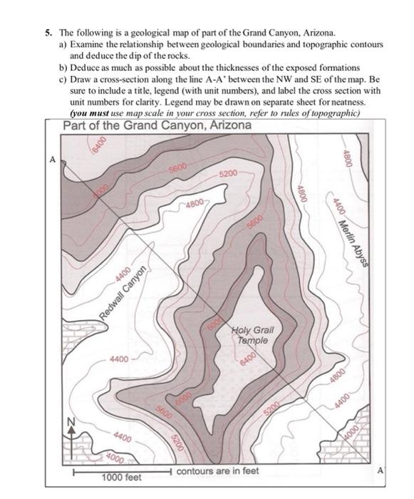 Solved 5. The following is a geological map of part of the | Chegg.com