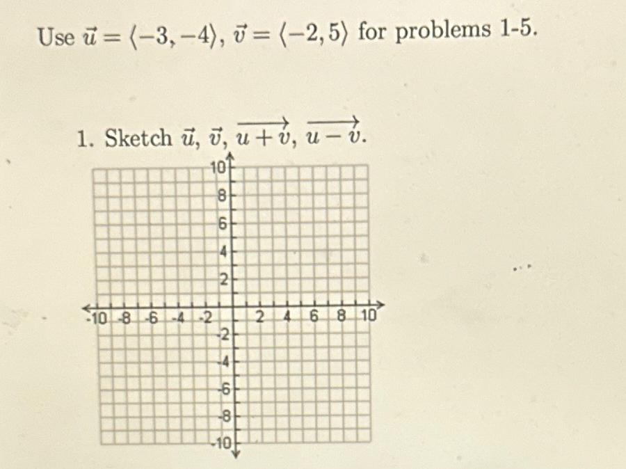 Solved Use vec(u)=(:-3,-4:),vec(v)=(:-2,5:) ﻿for problems | Chegg.com