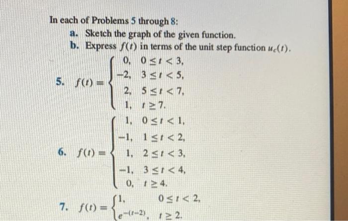Solved In each of Problems 5 through 8: a. Sketch the graph | Chegg.com
