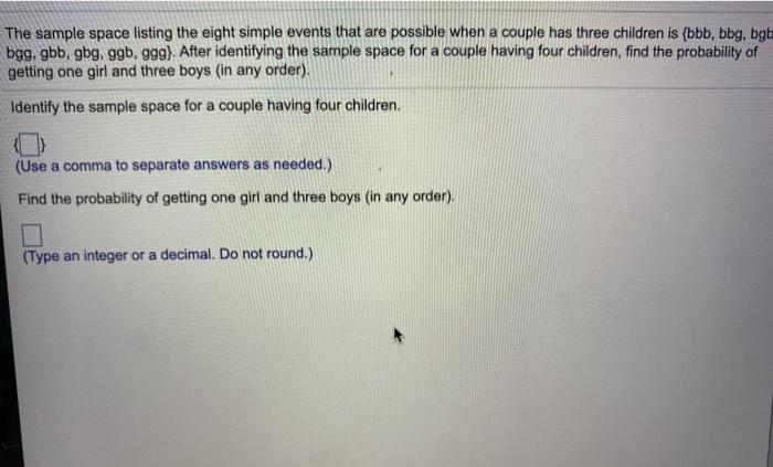 Solved The sample space listing the eight simple events that | Chegg.com