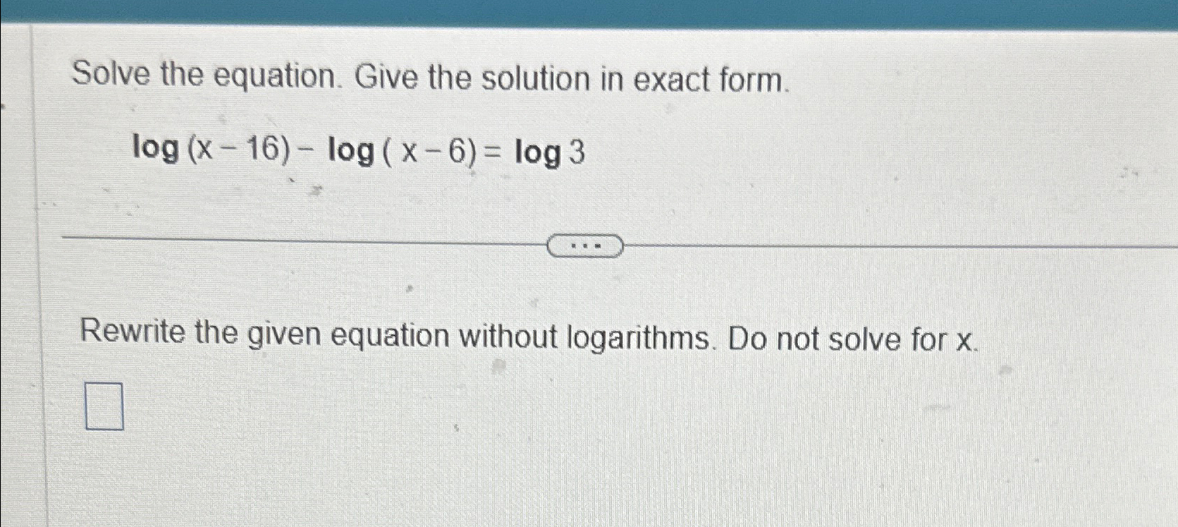 Solved Solve the equation. Give the solution in exact | Chegg.com