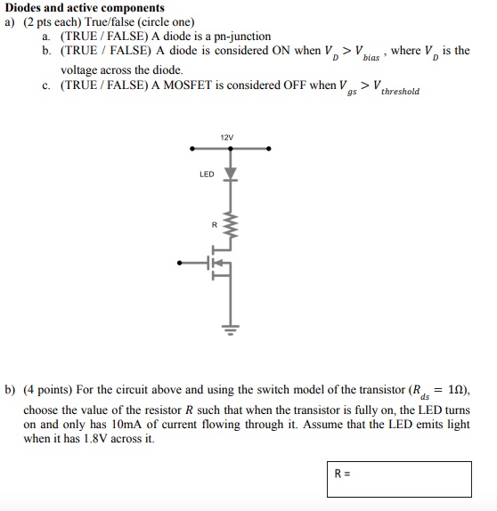 Solved a) ﻿True/false (circle one)i. (TRUE / ﻿FALSE) ﻿A | Chegg.com