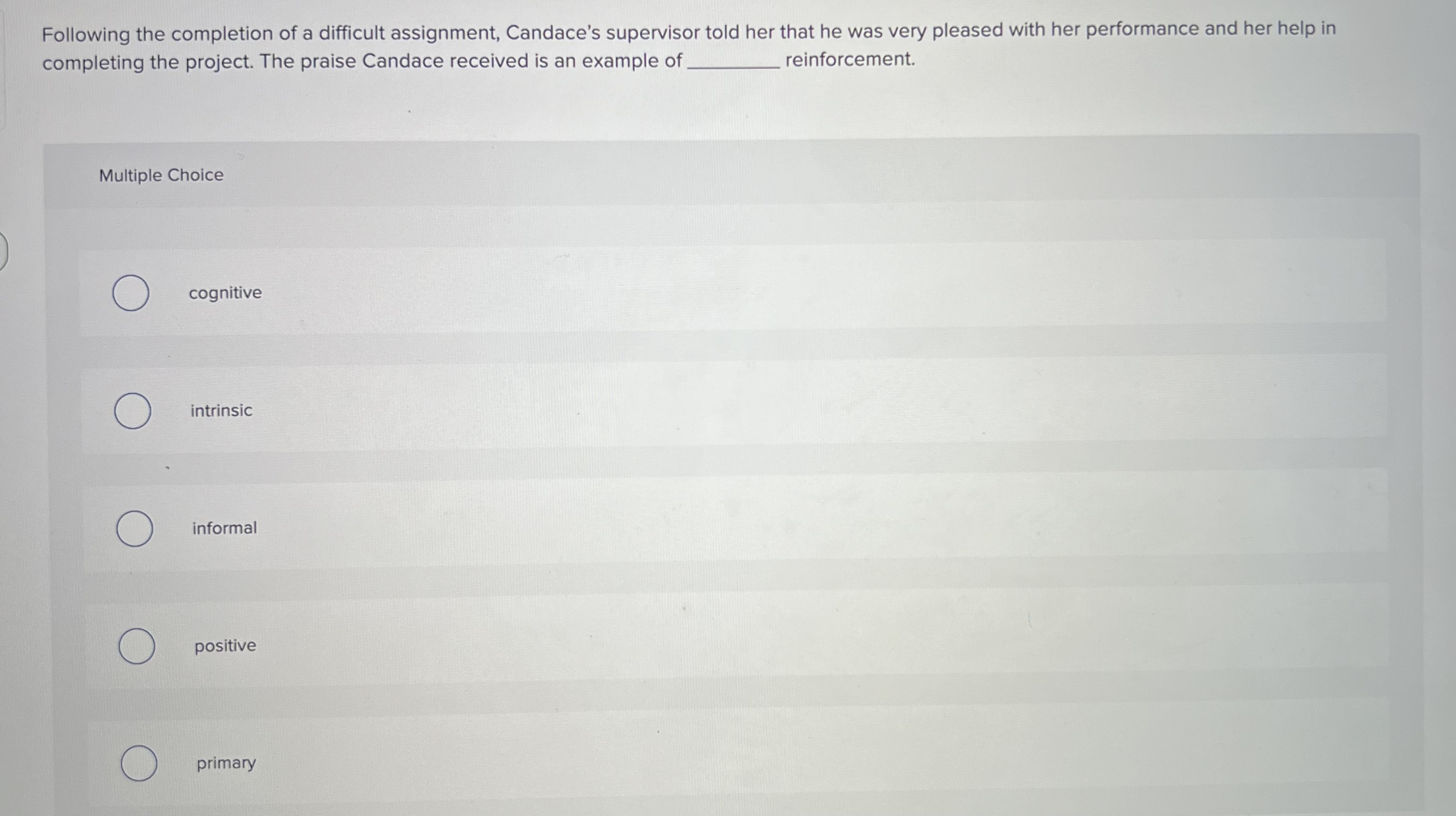 Solved Following the completion of a difficult assignment, | Chegg.com