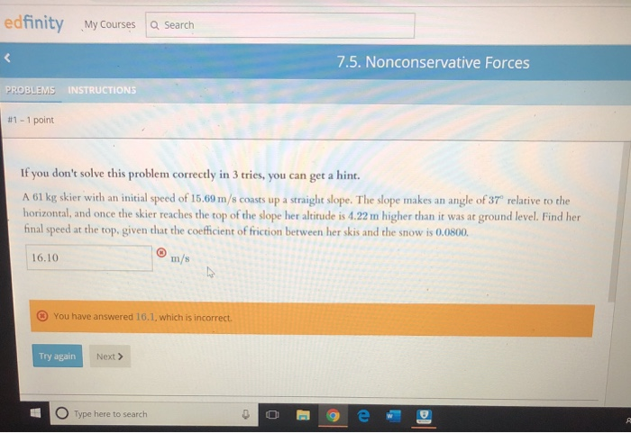 Solved edfinity My Courses Q Search 7.5. Nonconservative | Chegg.com