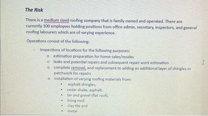 Solved Risk Management Case Study Assignment \#2 Read the | Chegg.com