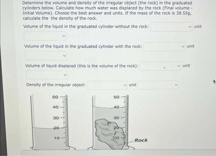 Solved Determine the volume and density of the irregular | Chegg.com