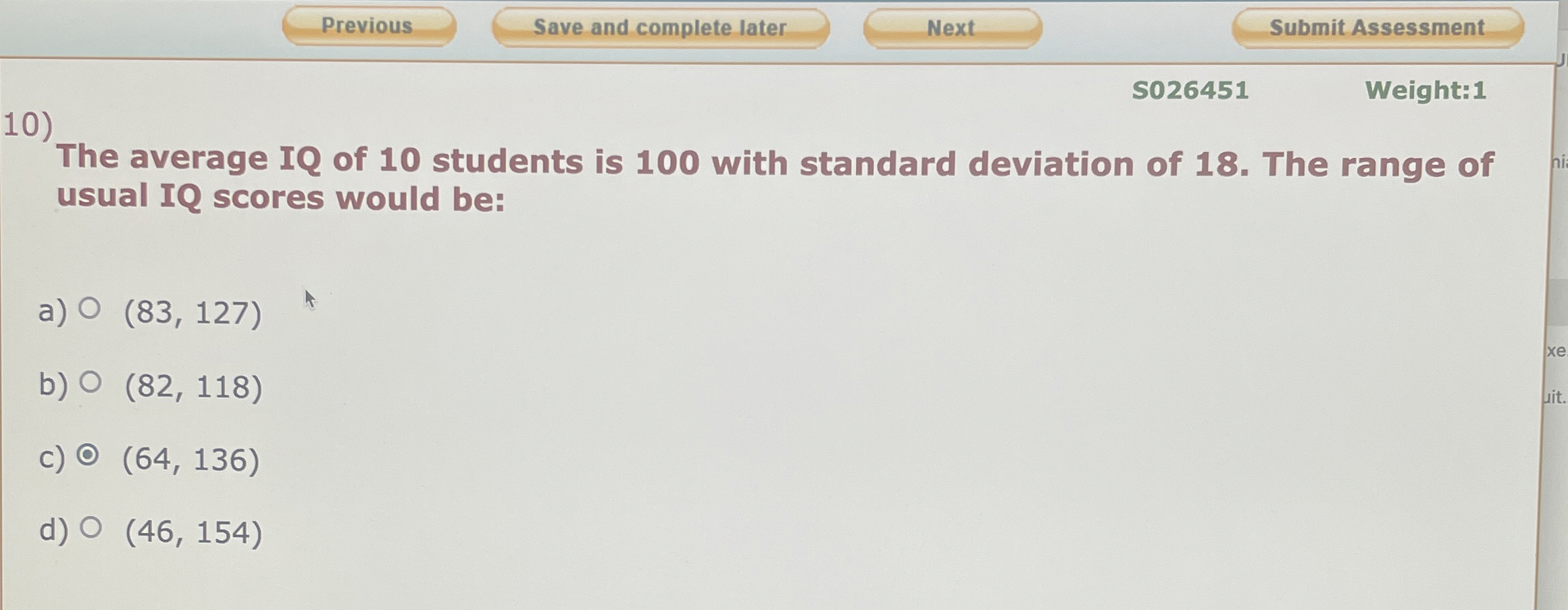 Solved The average IQ of 10 ﻿students is 100 ﻿with standard | Chegg.com
