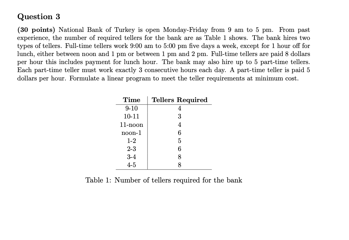 Solved Question 3(30 ﻿points) ﻿National Bank of Turkey is | Chegg.com