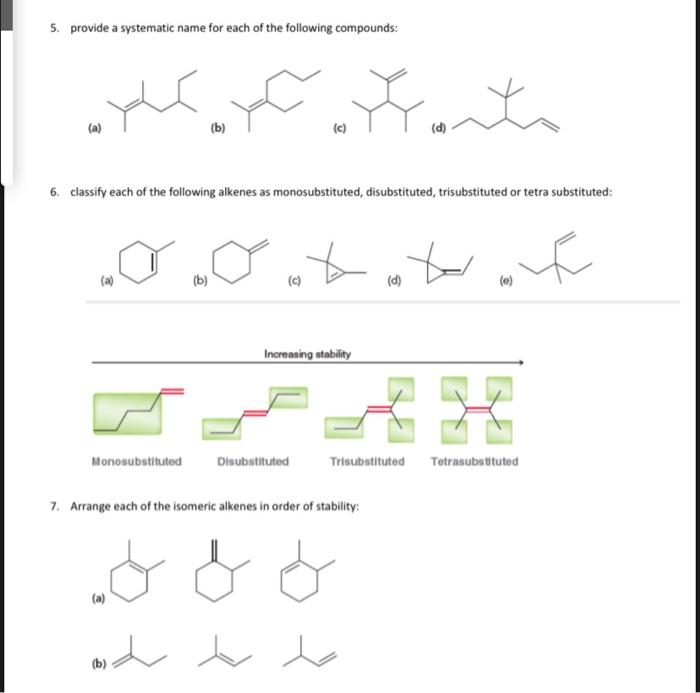 Solved 5. provide a systematic name for each of the | Chegg.com