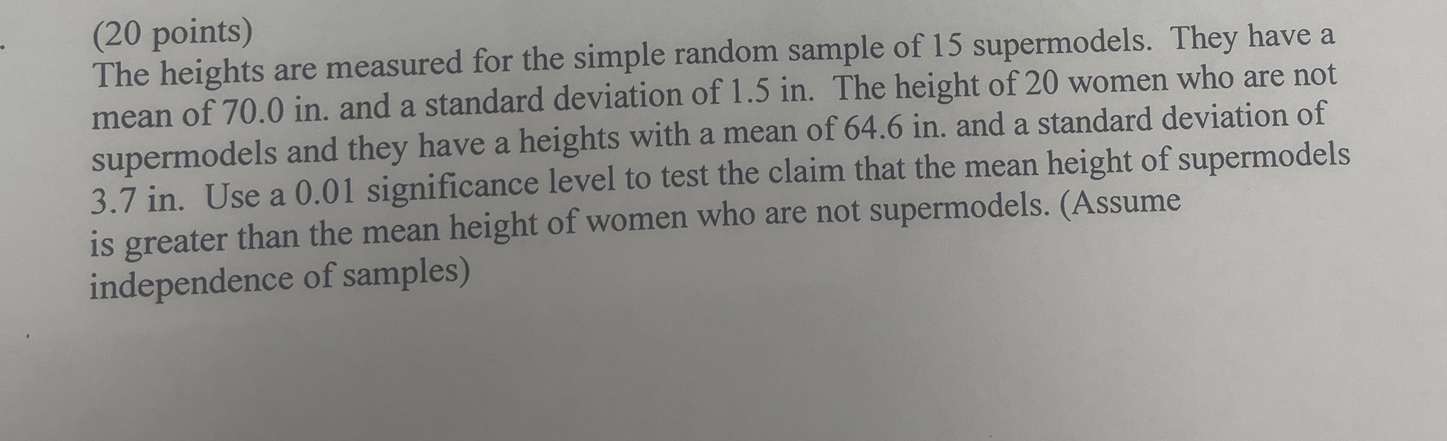 Solved (20 ﻿points)The heights are measured for the simple | Chegg.com