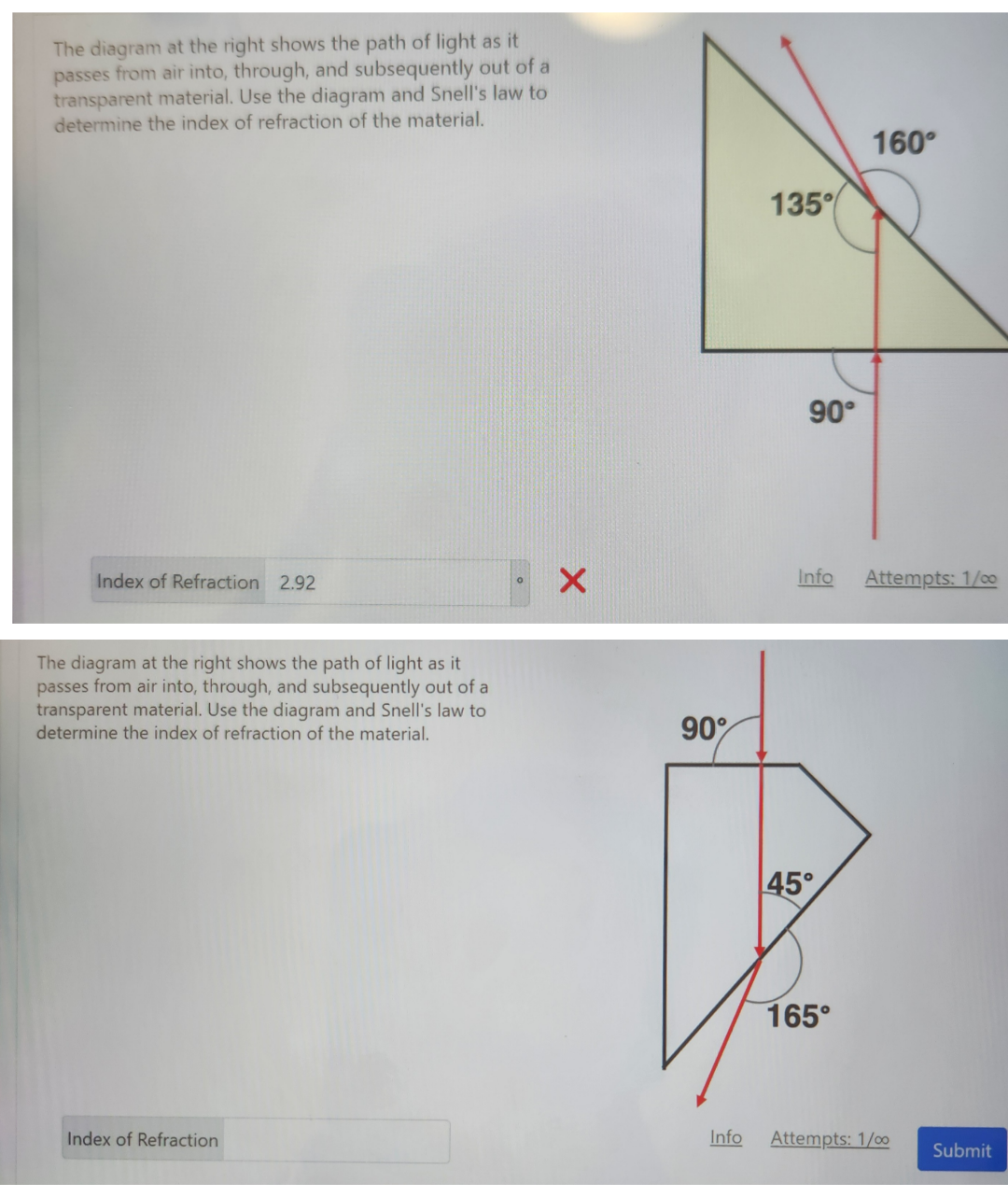 Solved The diagram at the right shows the path of light as | Chegg.com