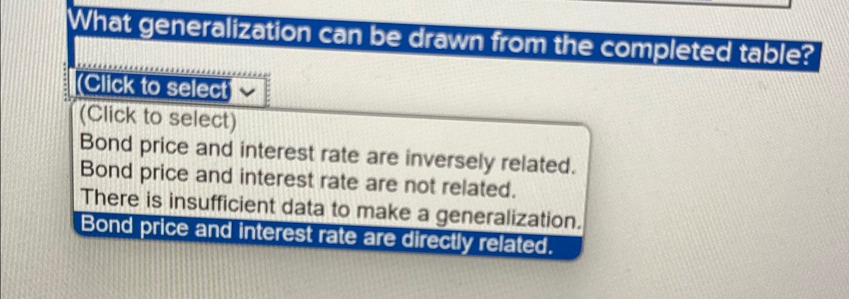 Solved What generalization can be drawn from the completed | Chegg.com