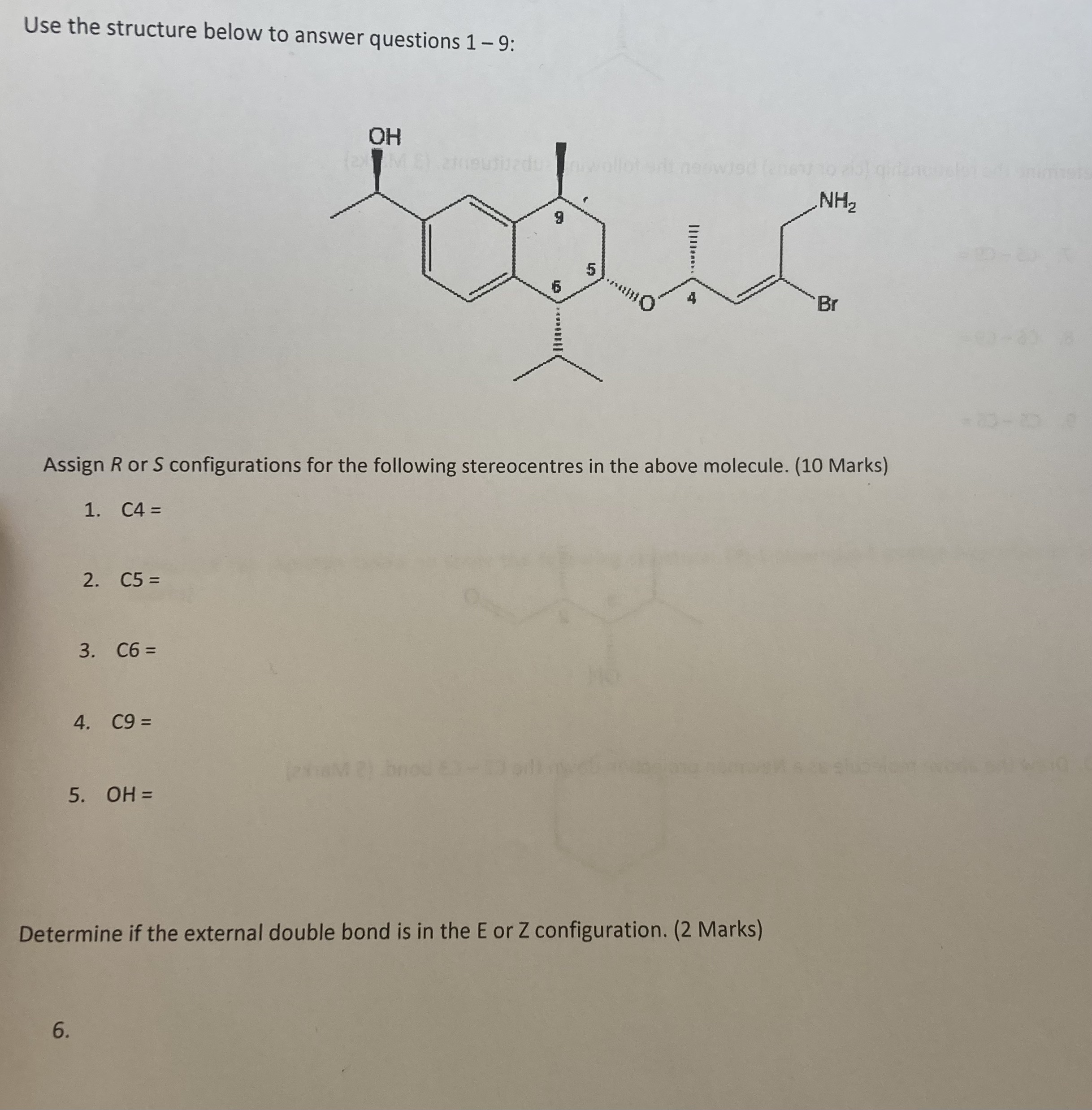 Solved Use the structure below to answer questions | Chegg.com