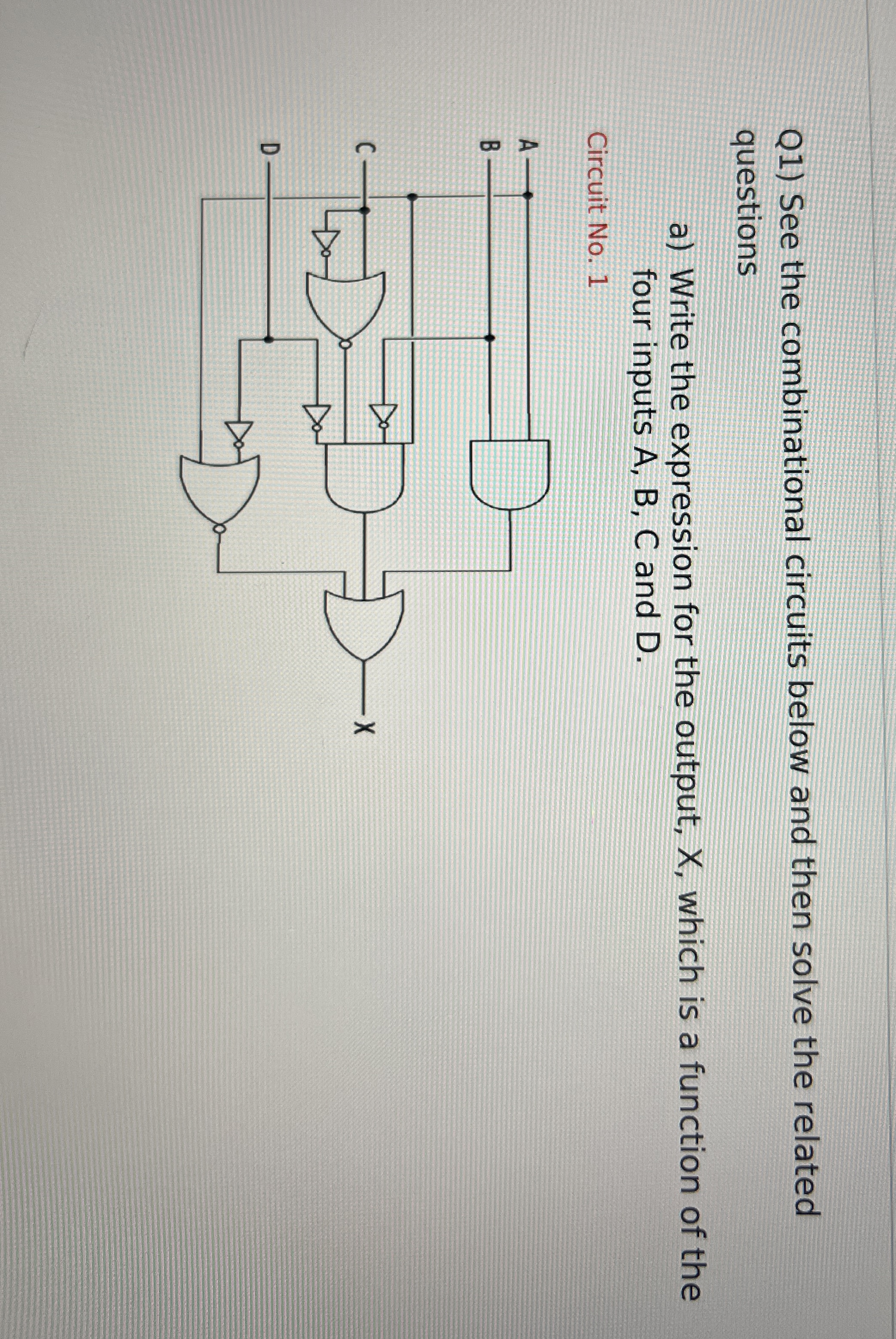 Solved Q1) ﻿See the combinational circuits below and then | Chegg.com