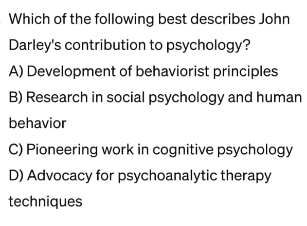 Solved Which of the following best describes John Darley's | Chegg.com