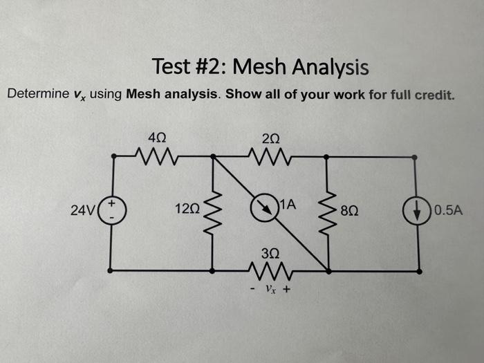 Solved Determine vx using Mesh analysis. Show all of your | Chegg.com