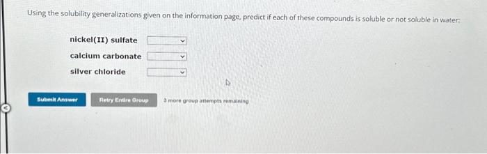 Solved Using the solubility generalizations given on the | Chegg.com