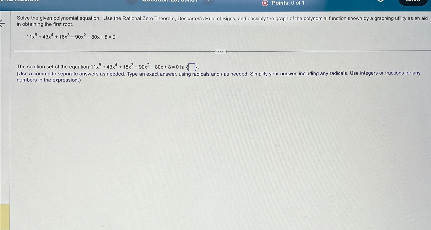 Solved Solve the given polynomial equation. Use the Rational | Chegg.com