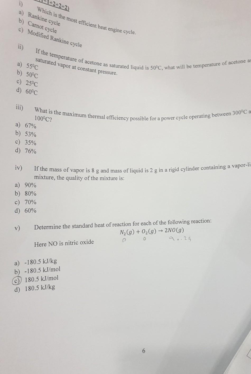 Solved Which Is The Most Efficient Heat Engine Cycle If The 7789
